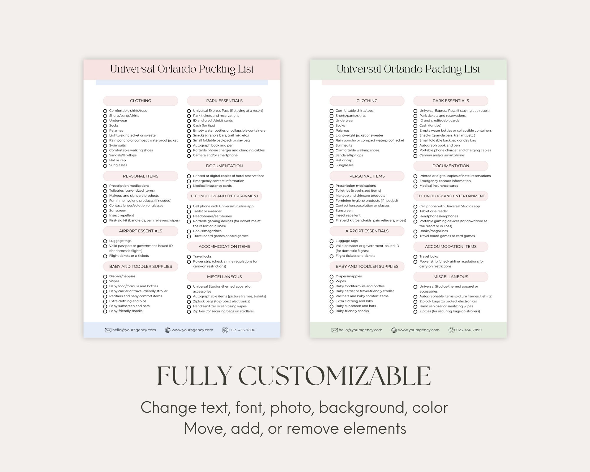 Universal Orlando Vacation Packing List, Universal Studios Checklist ...