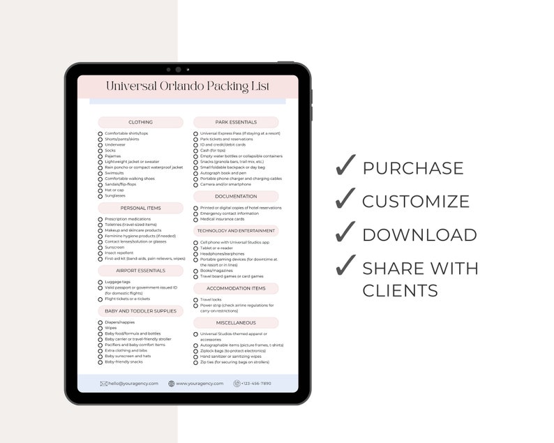 Universal Orlando Vacation Packing List, Universal Studios Checklist ...