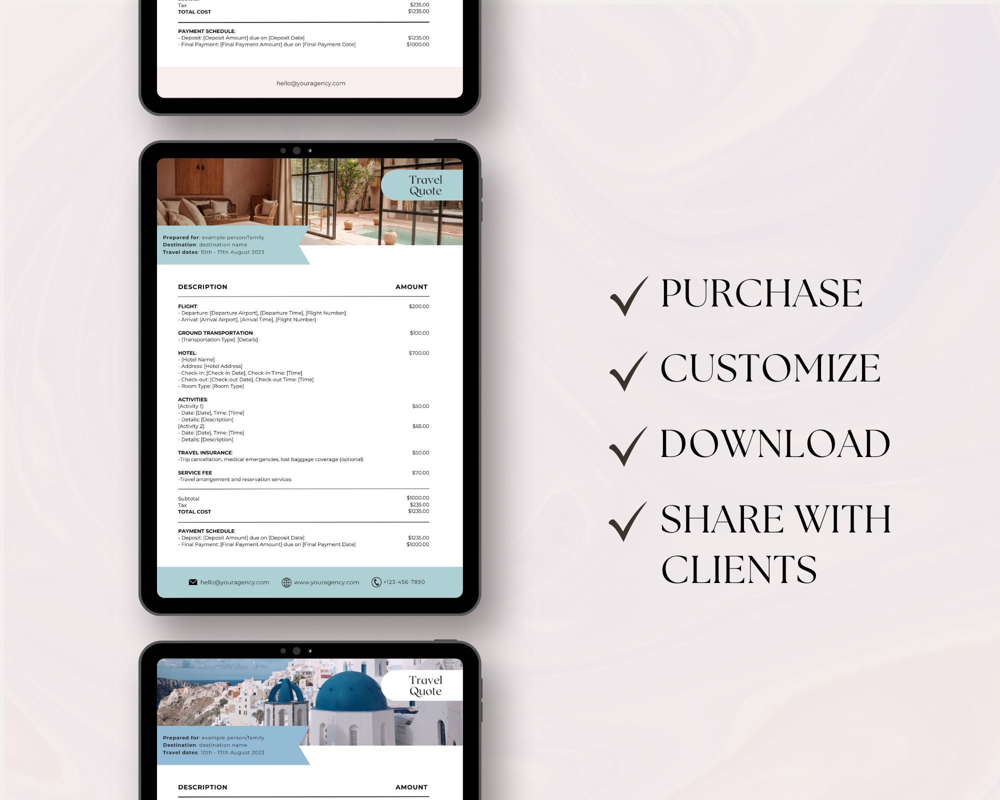 Travel Agent Resort Quote Template, Vacation Quote Template, Quotation ...