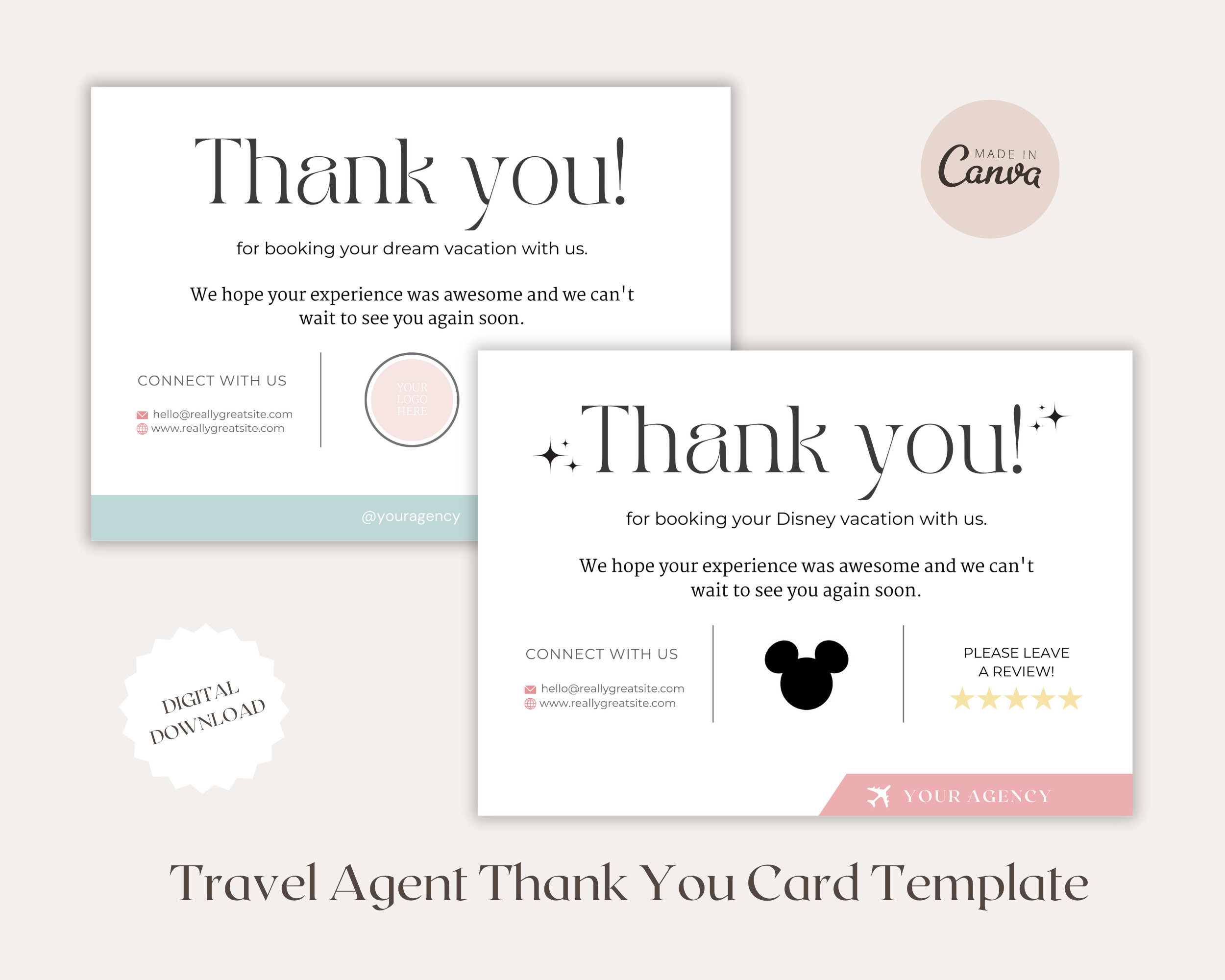 Travel Agent Thank You Note to Client, Thank You Note, Canva Template ... Travel Agent Thank You Note to Client, Thank You Note, Canva Template ...