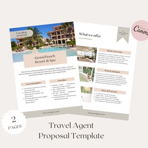 Travel Agent Proposal Template, Simple Canva Template, Travel Agent ...