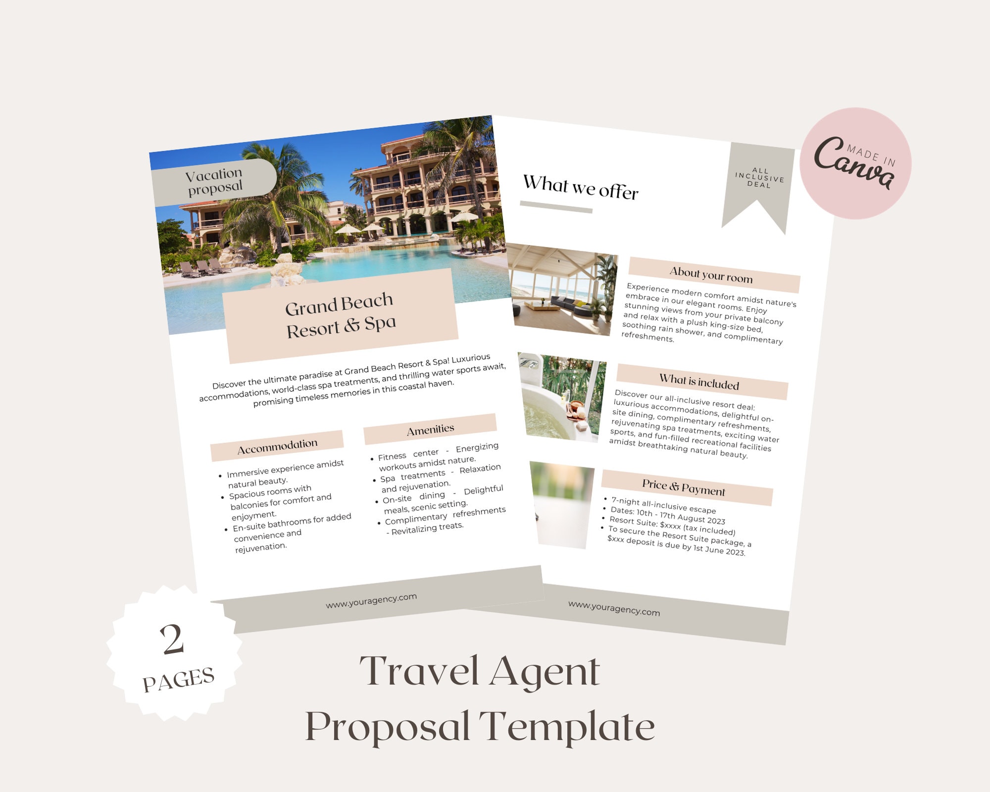 Travel Agent Proposal Template, Simple Canva Template, Travel Agent ...