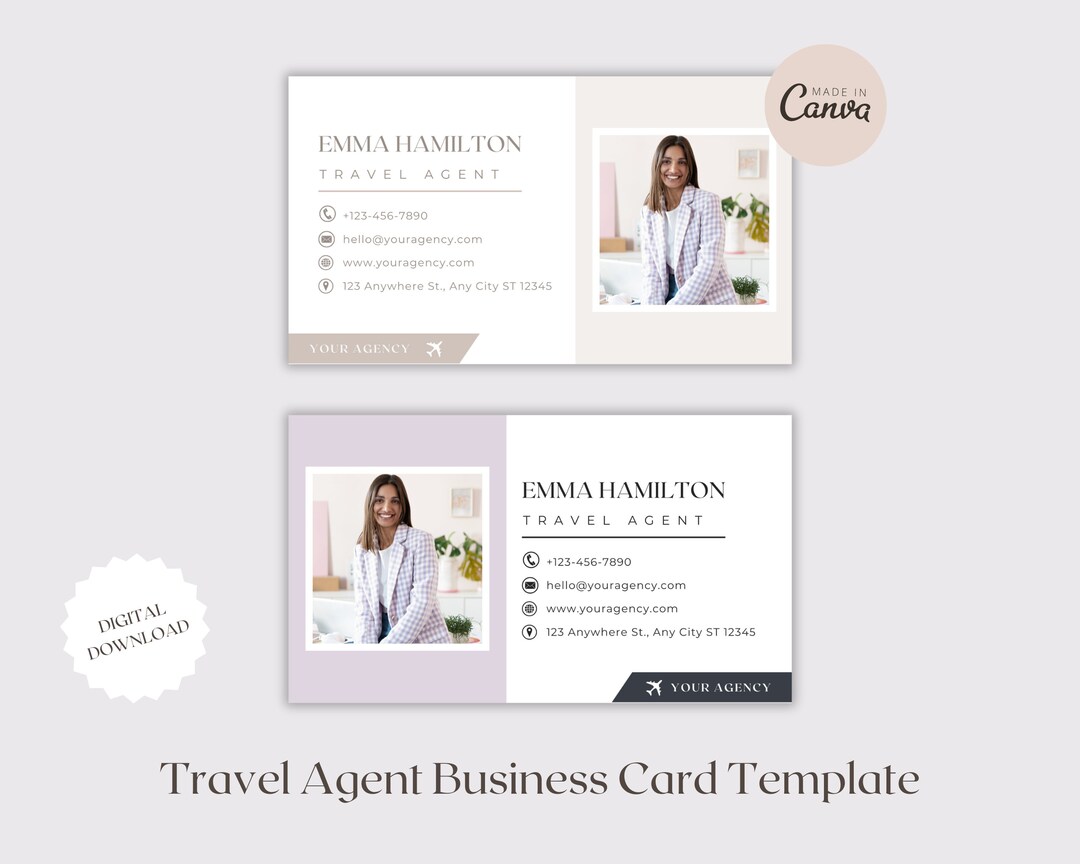 Travel Agent Business Card Template, Travel Agency Business Card, Canva ...