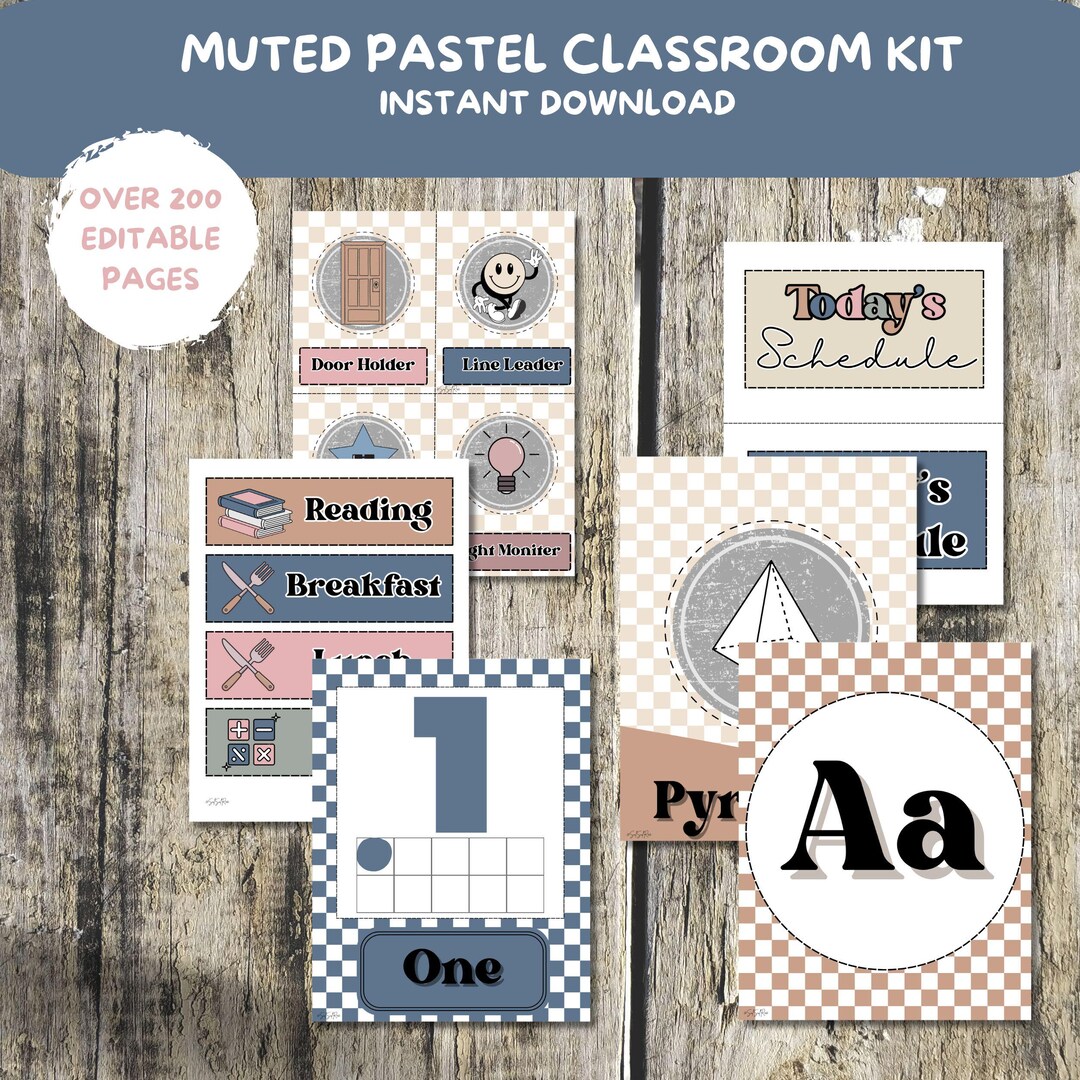 Retro Checkered Classroom Decor Kit – Printable Bulletin Board Set ...