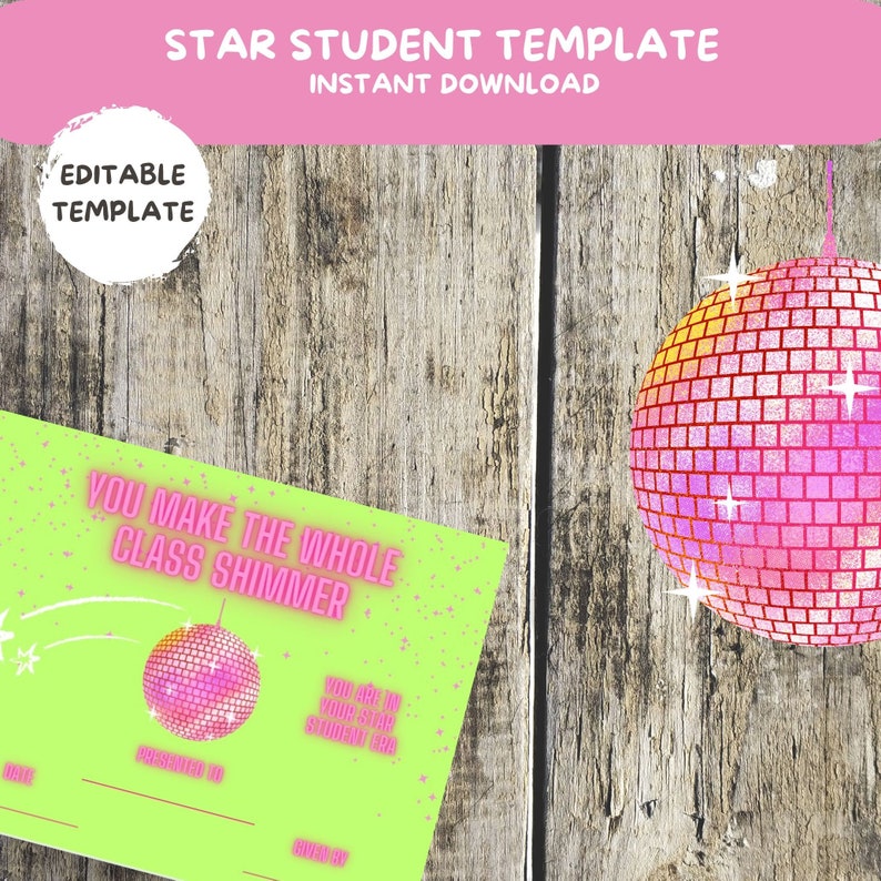 You Make the Whole Class Shimmer Star Student Editable Template - Etsy