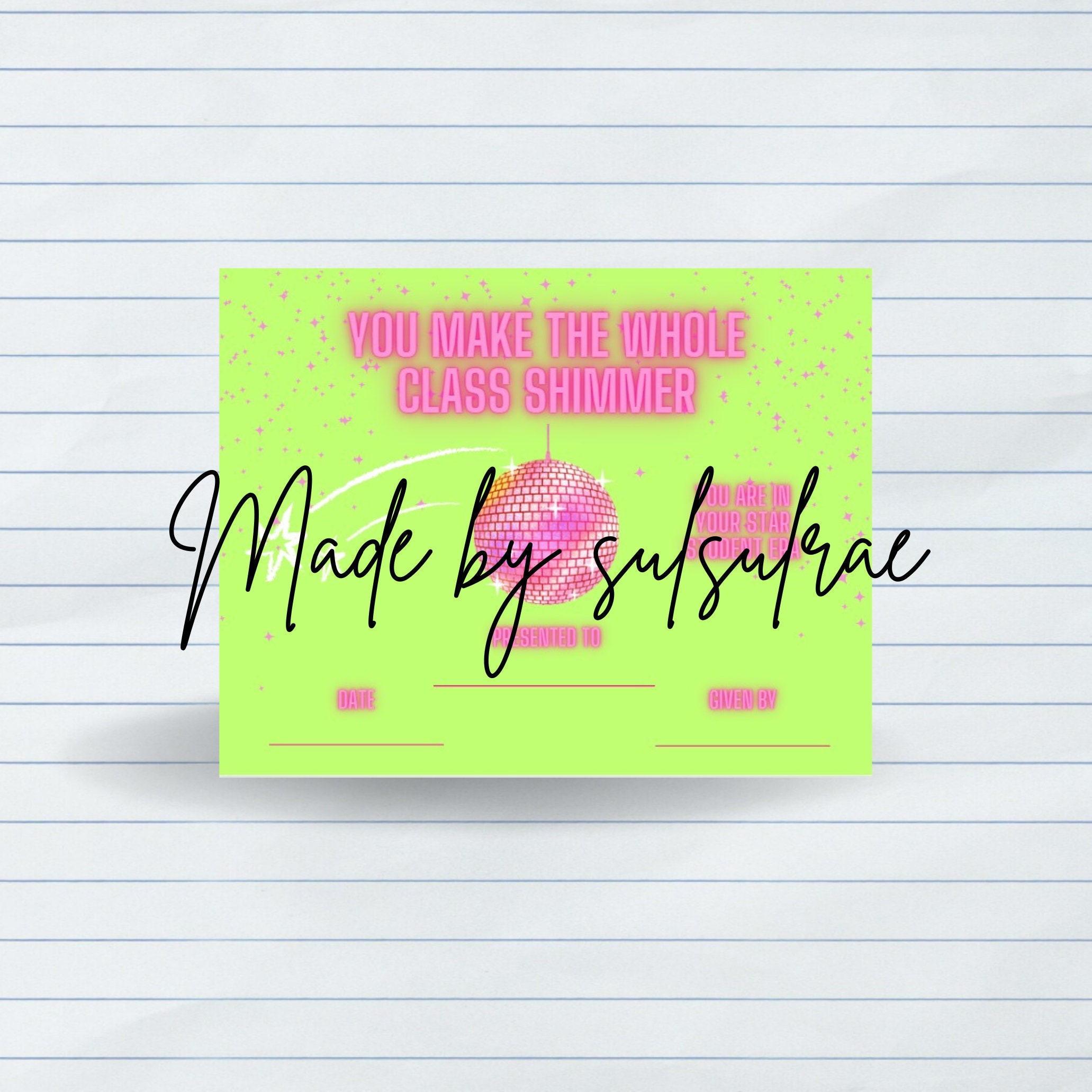You Make the Whole Class Shimmer Star Student Editable Template - Etsy