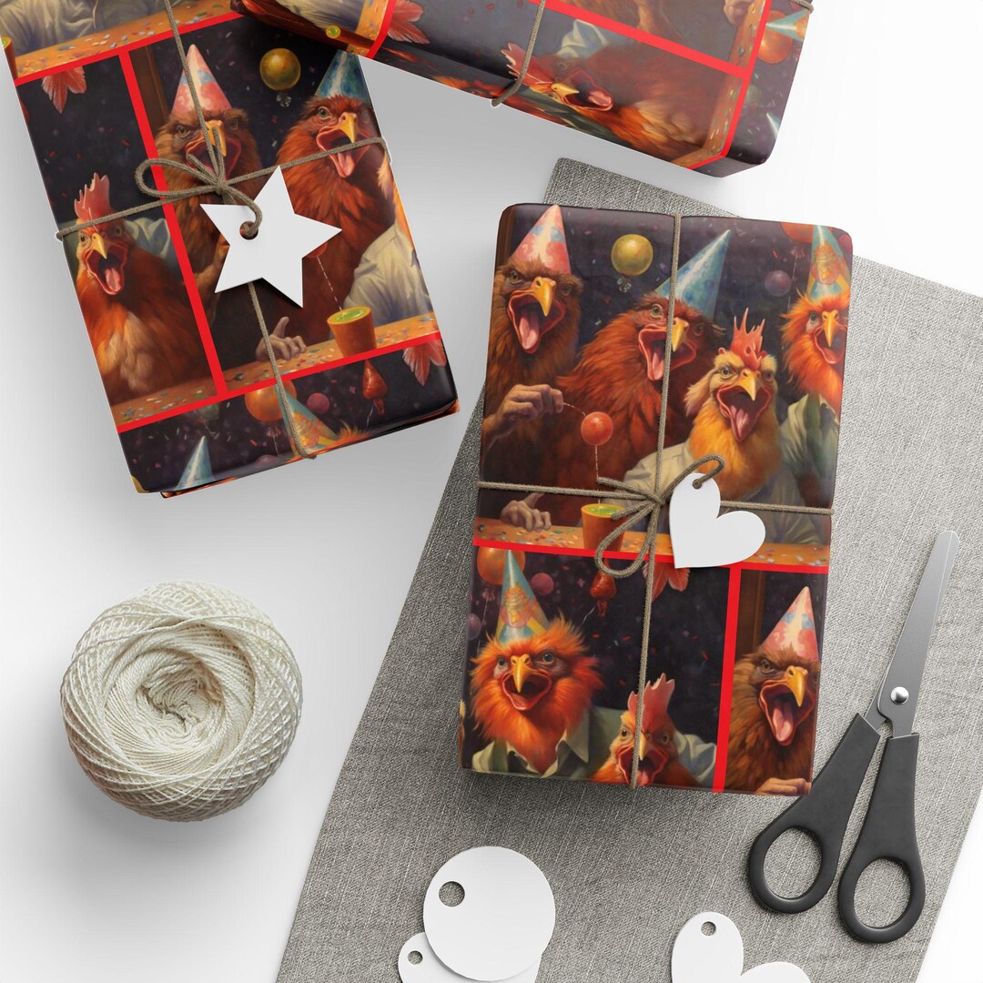Singing Chicken Party Wrapping Paper, Chicken Paper, Wrapping Paper ...