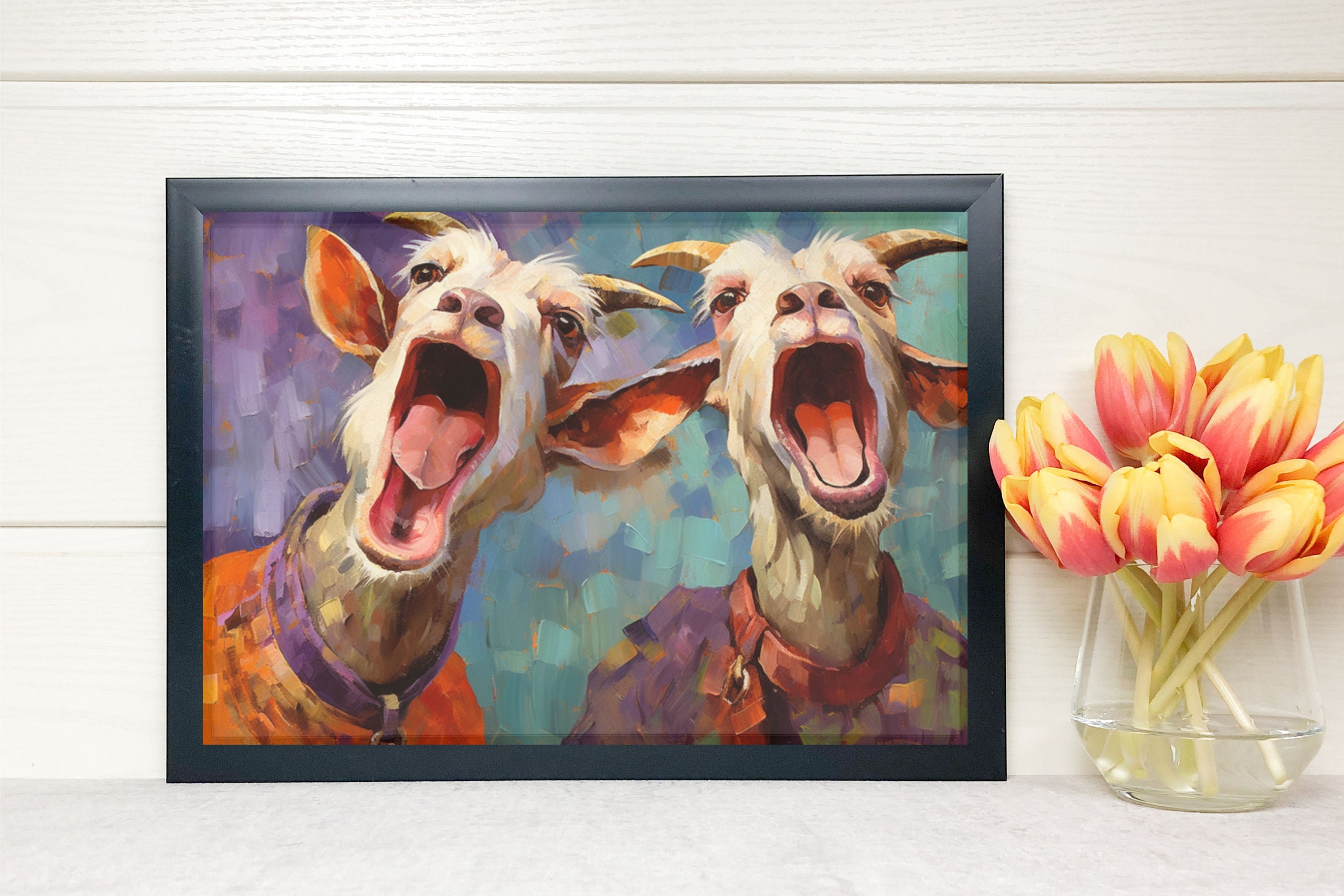 Screaming Goat Matte Poster, Goat Art, Goat Gift, Goat Lovers Gift ...