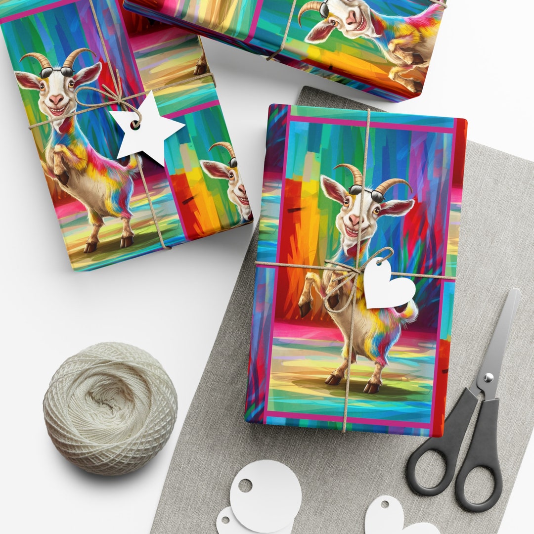 Little Party Goat Gift Wrap Paper, Happy Goat, Sure to Bring a Smile to ...
