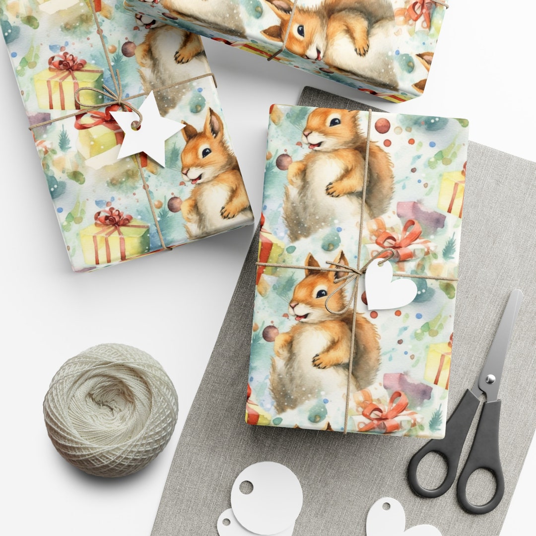 Squirrel Gift Wrap Paper, Squirrel Wrapping Paper, Wrapping Paper ...
