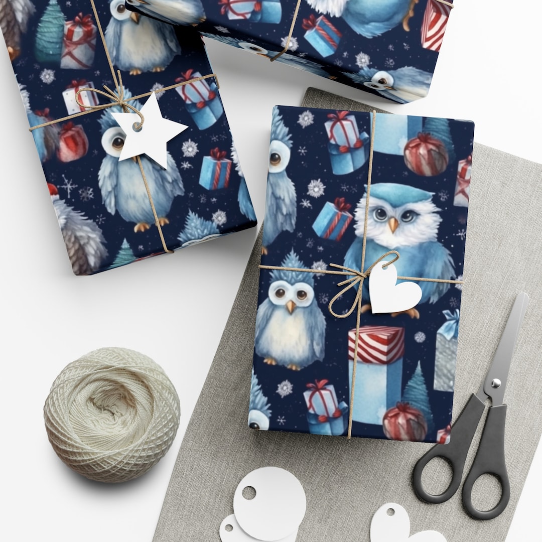 Owl Gift Wrap Paper, Owl Wrapping Paper , Owl Gift, Owls, Christmas ...
