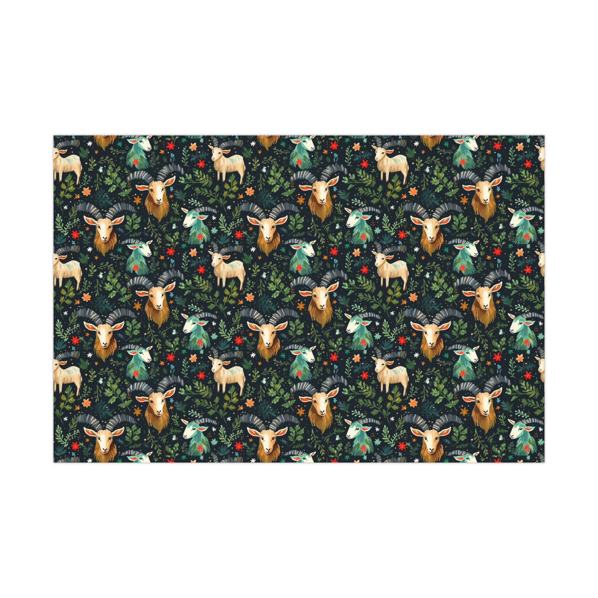 Goat Folk Art Style Gift Wrap Paper, Goat Wrapping Paper, Goat Paper ...
