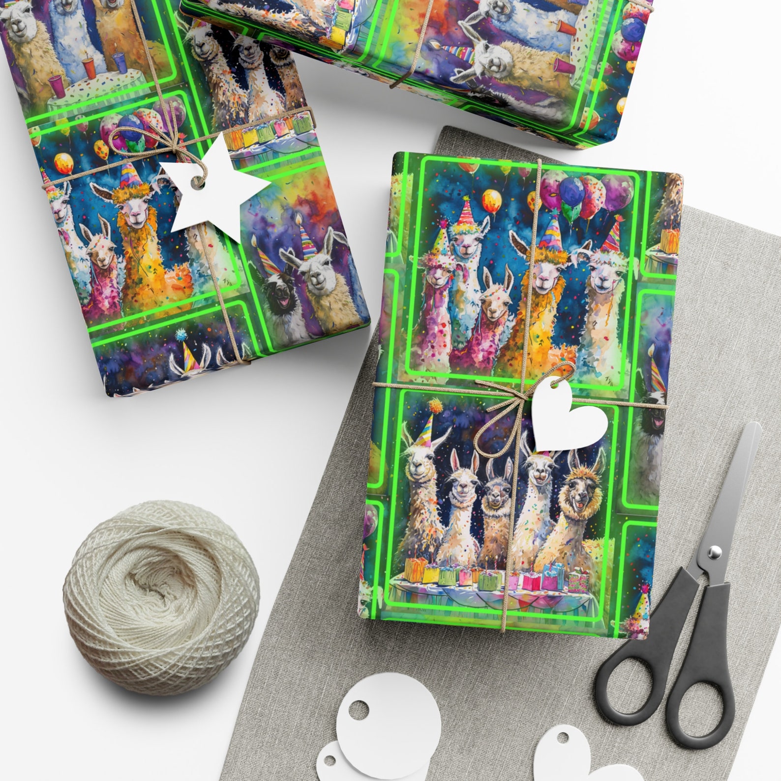 Llama Birthday Gift Wrap Paper, Super Cute Llamas, Birthday Paper ...