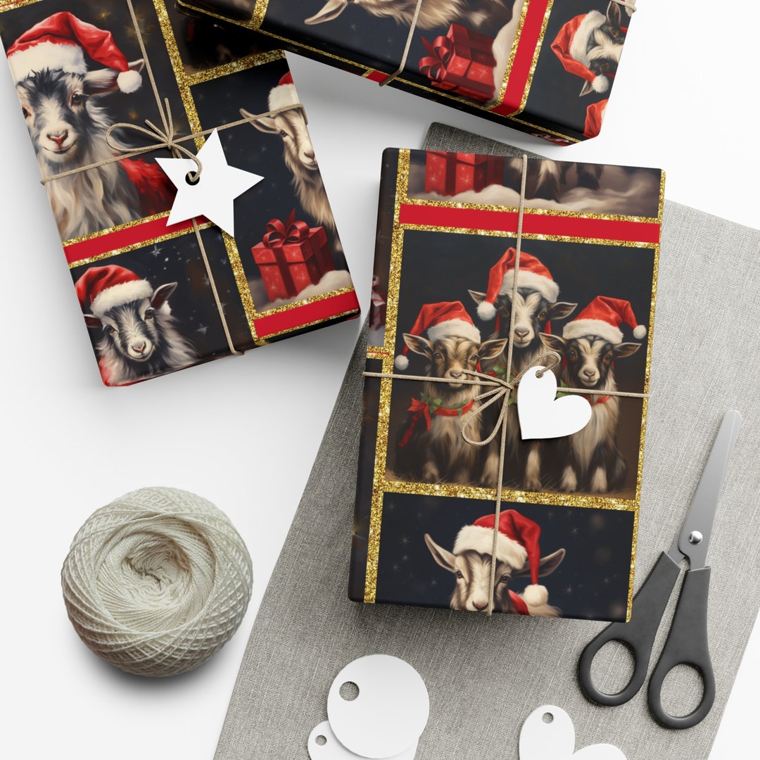 Cute Santa Baby Goats Gift Wrap Papers, Goat Wrapping Paper, Goat Gift ...