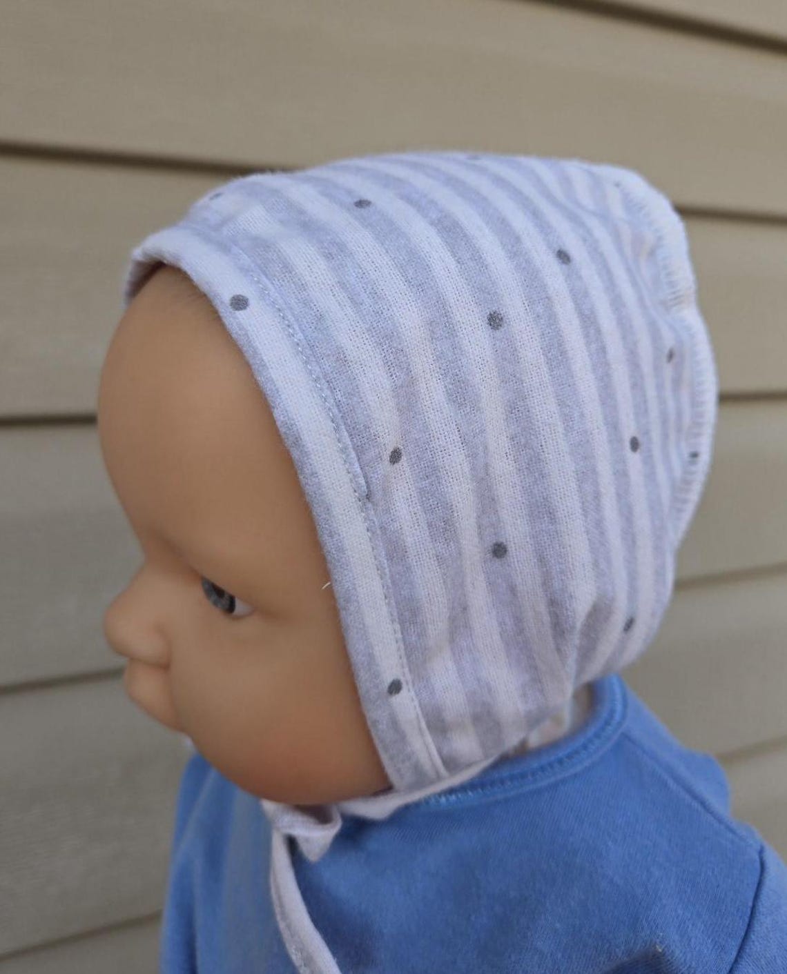 Speckled Gray Flannel Baby Bonnet #116 - Etsy