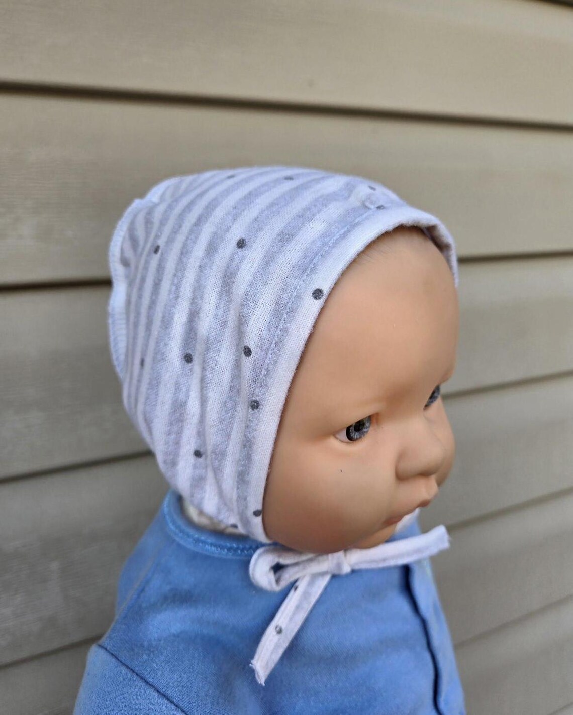 Speckled Gray Flannel Baby Bonnet #116 - Etsy