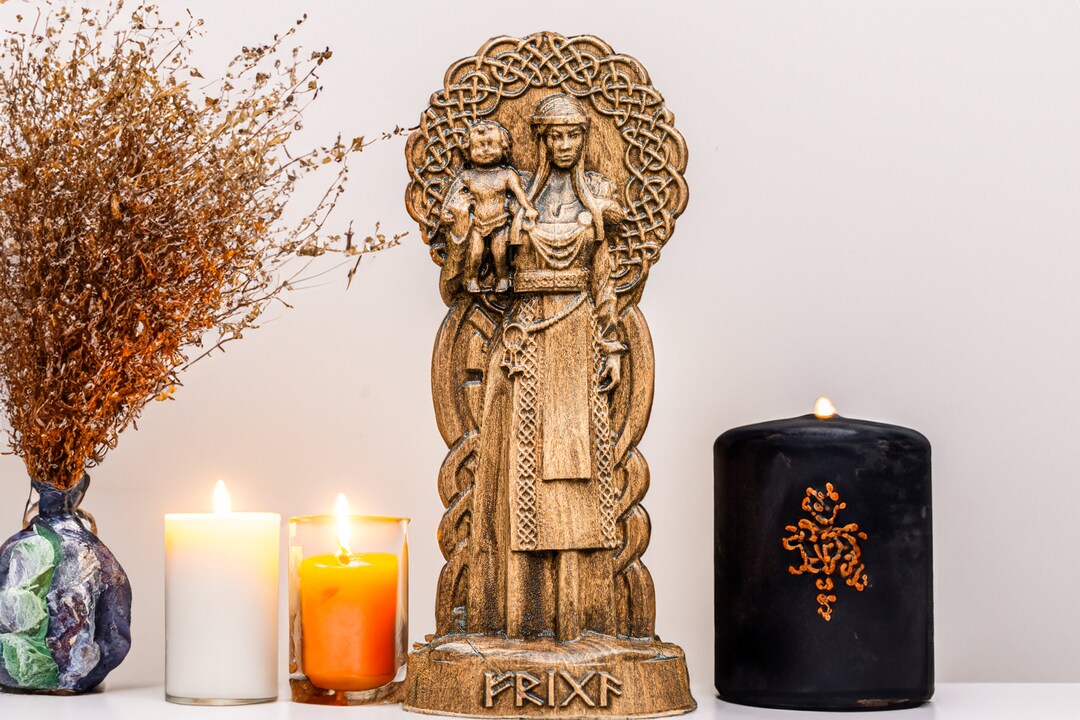 Frigga Friga God Viking Norse Gods Wood Carving Altar Norse - Etsy