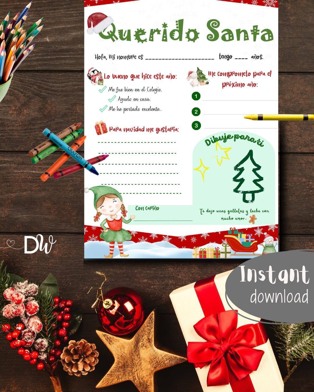 Carta para Santa Claus, Hoja para niños dirigida a Santa, lista de ...