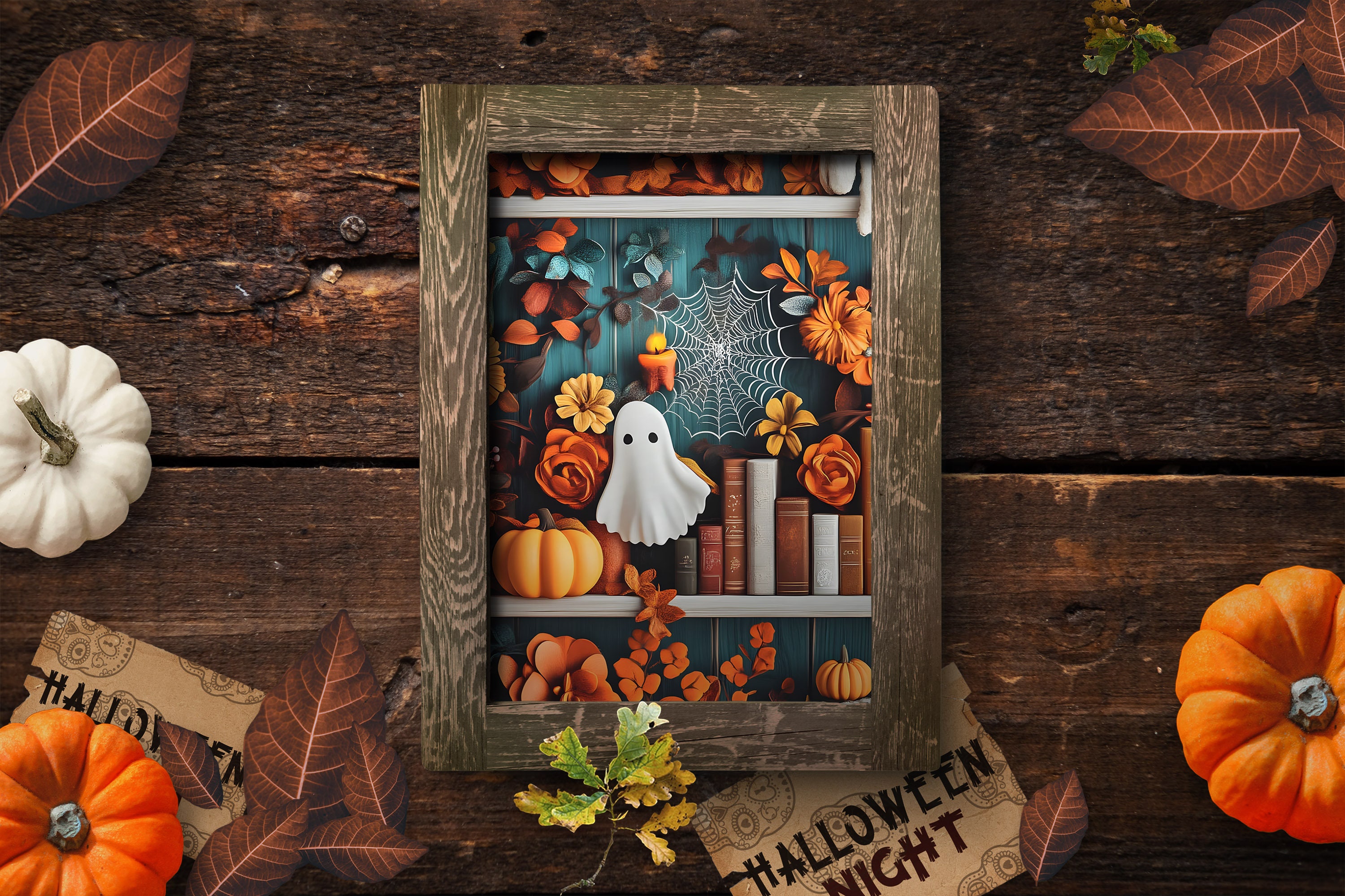 3D Halloween Boho Bookish Boo Digital Paper in 8K 12 Seamless Patterns ...