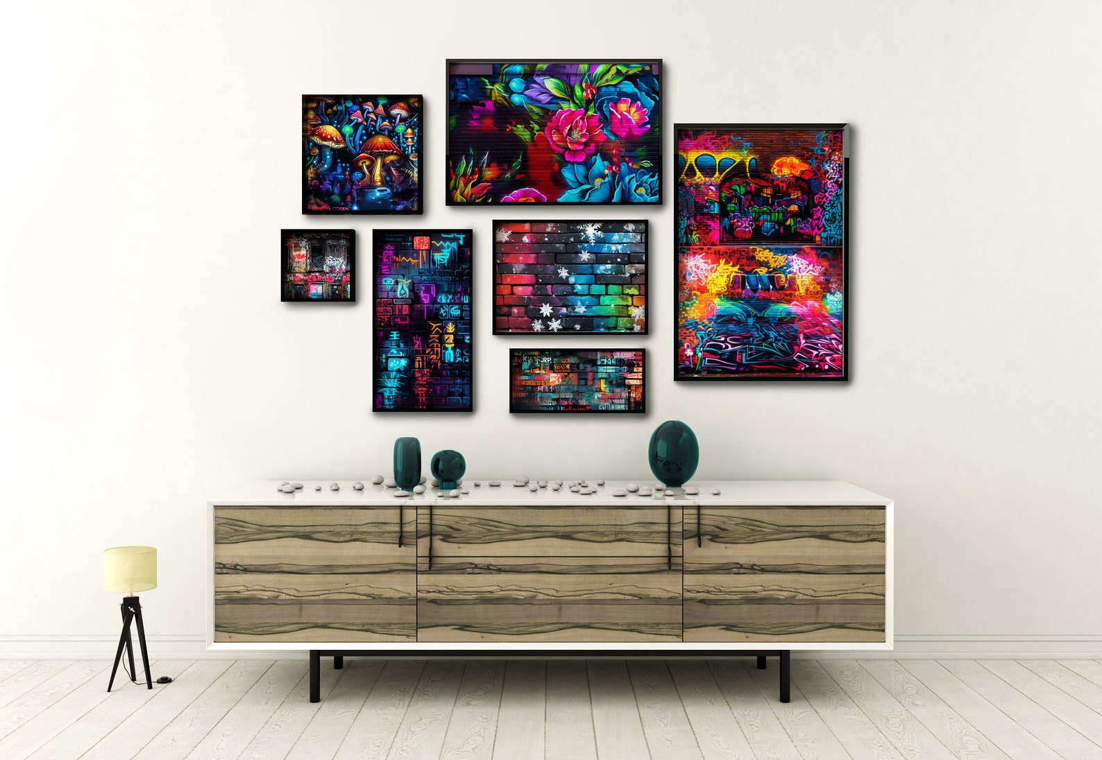 Neon Graffiti Wall Digital Paper in 8K - 13 Seamless Digital Papers ...