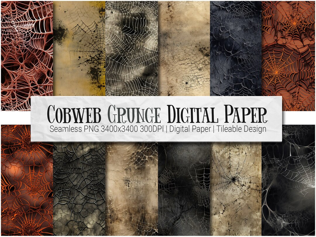 20 Cobweb Grunge Digital Papers - 20 Seamless Tileable PNG Patterns ...