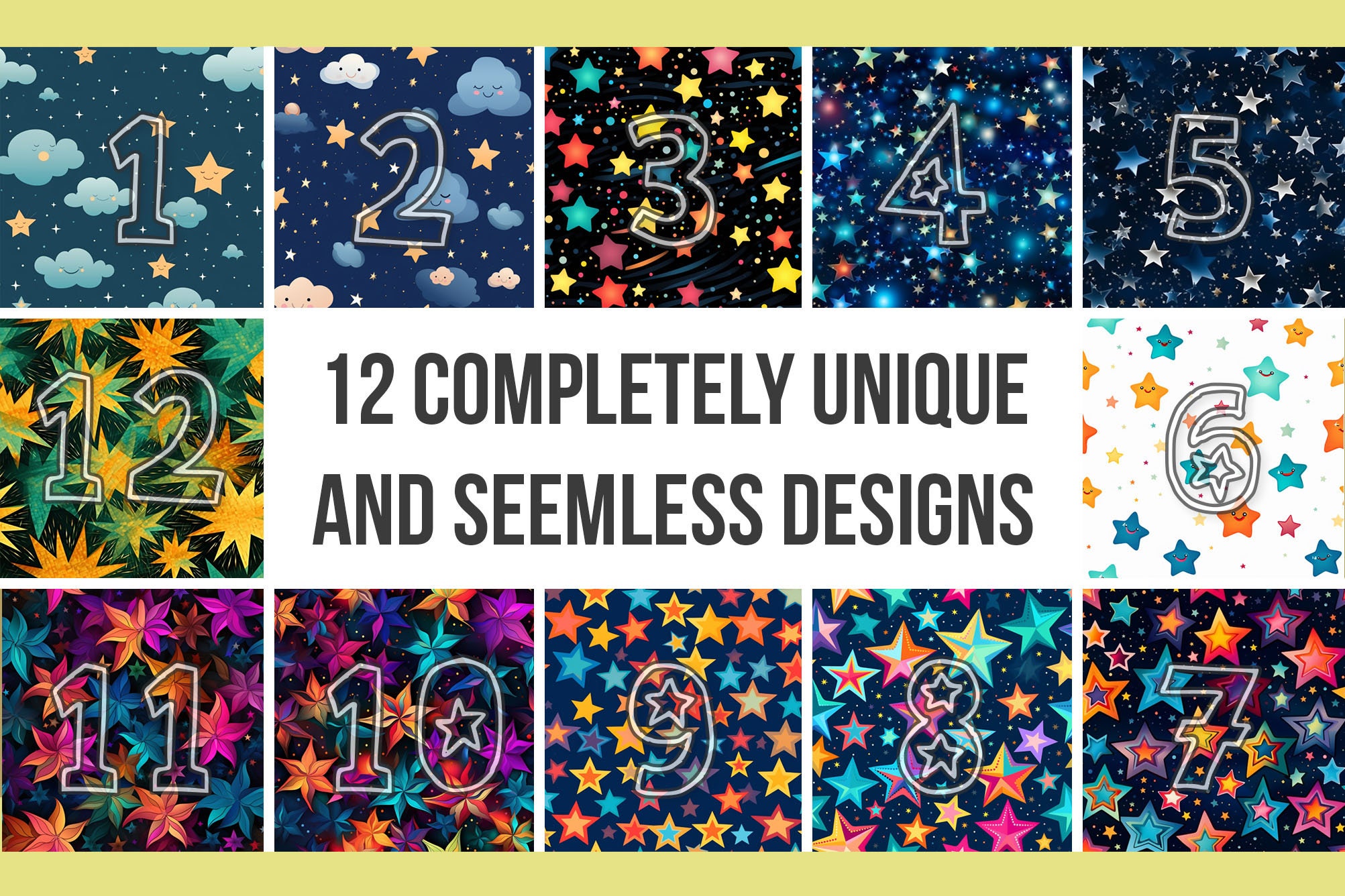 Starry Night Whispers Digital Paper Pack - 12 Seamless, Tileable PNG ...