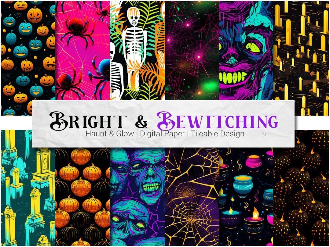 Halloween Bright & Bewitching - Digital Paper Pack 12 Seamless ...