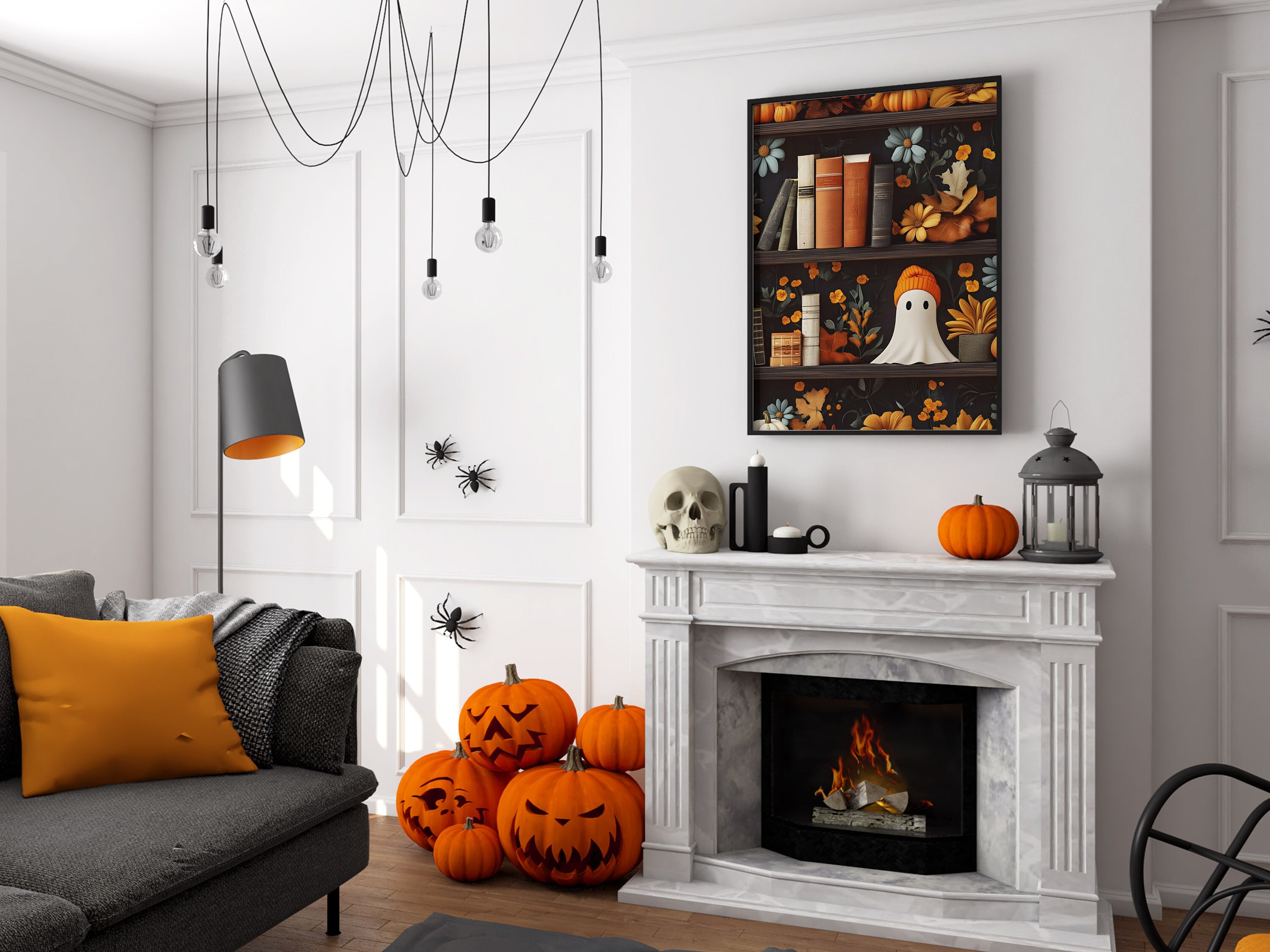 3D Halloween Boho Bookish Boo Digital Paper in 8K 12 Seamless Patterns ...