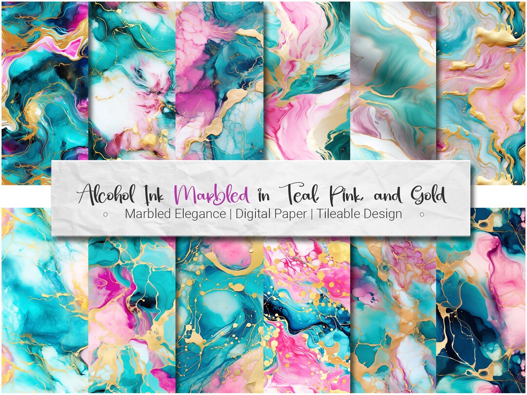 Alcohol Ink Art - Digital Paper 12 Seamless Tileable PNG Patterns + 4 ...