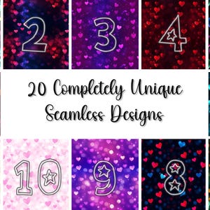 20 Bokeh Valentines Hearts Digital Paper in 8K - 20 Seamless Patterns ...