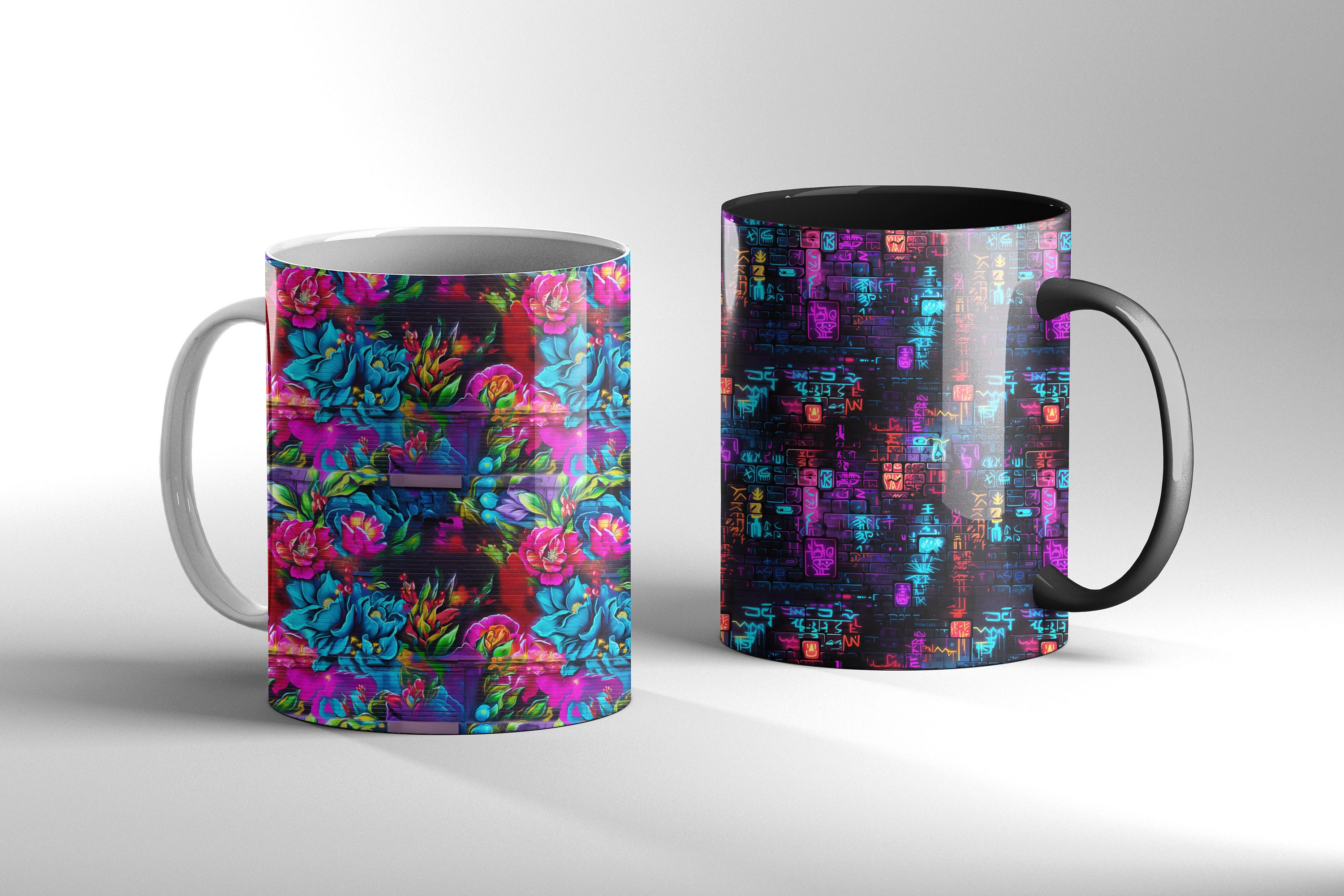 Neon Graffiti Wall Digital Paper in 8K - 13 Seamless Digital Papers ...