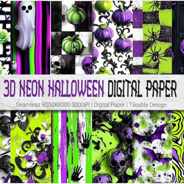 Neon Holiday Digital Paper in 8K Seamless Patterns, Neon Summer ...