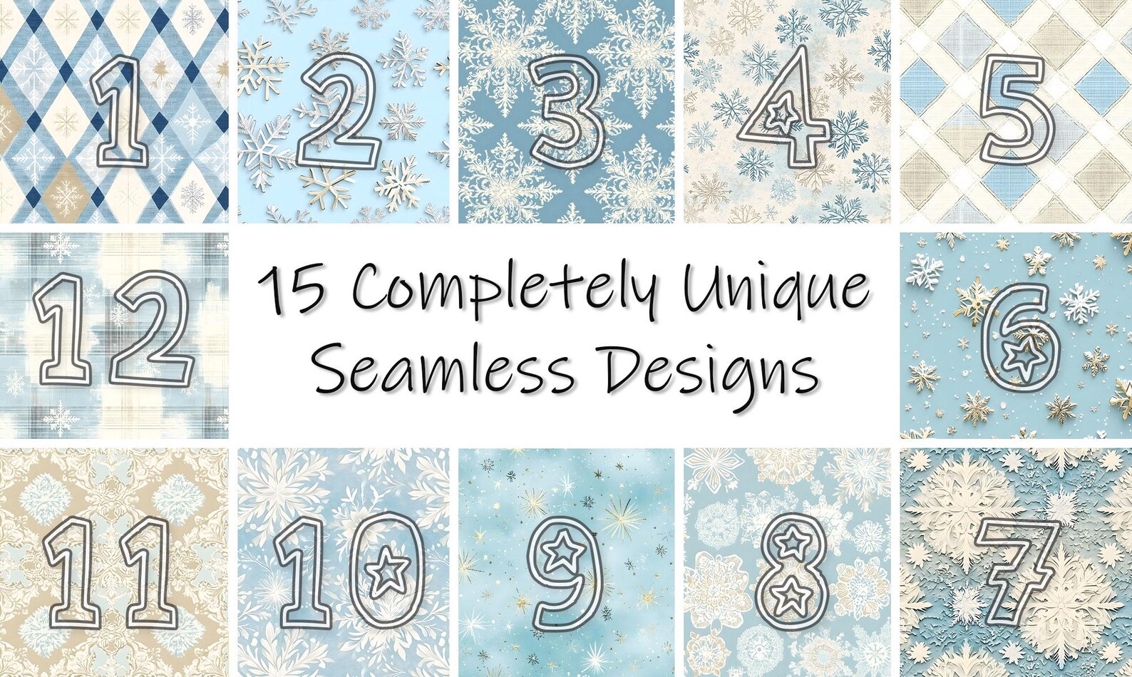 15 Let It Snow Digital Paper in 8K - 15 Seamless Patterns, Pastel ...