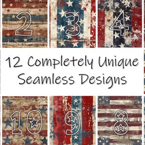 Distressed Stars and Stripes Digital Paper in 8K - 12 Seamless Patterns ...