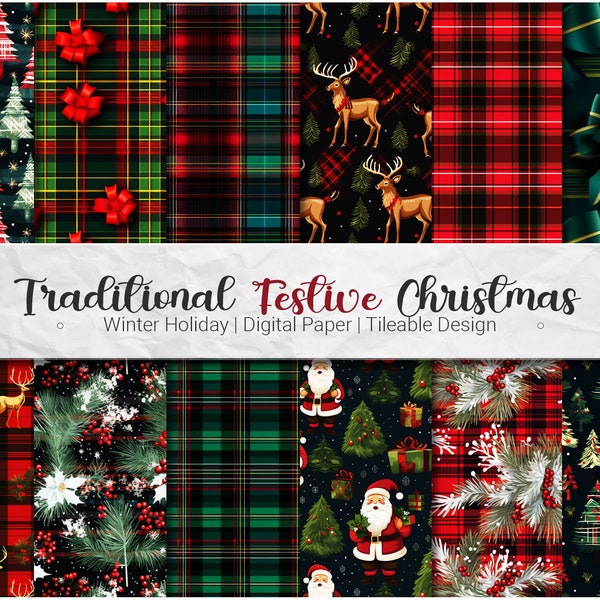 Christmas Digital Paper - Etsy