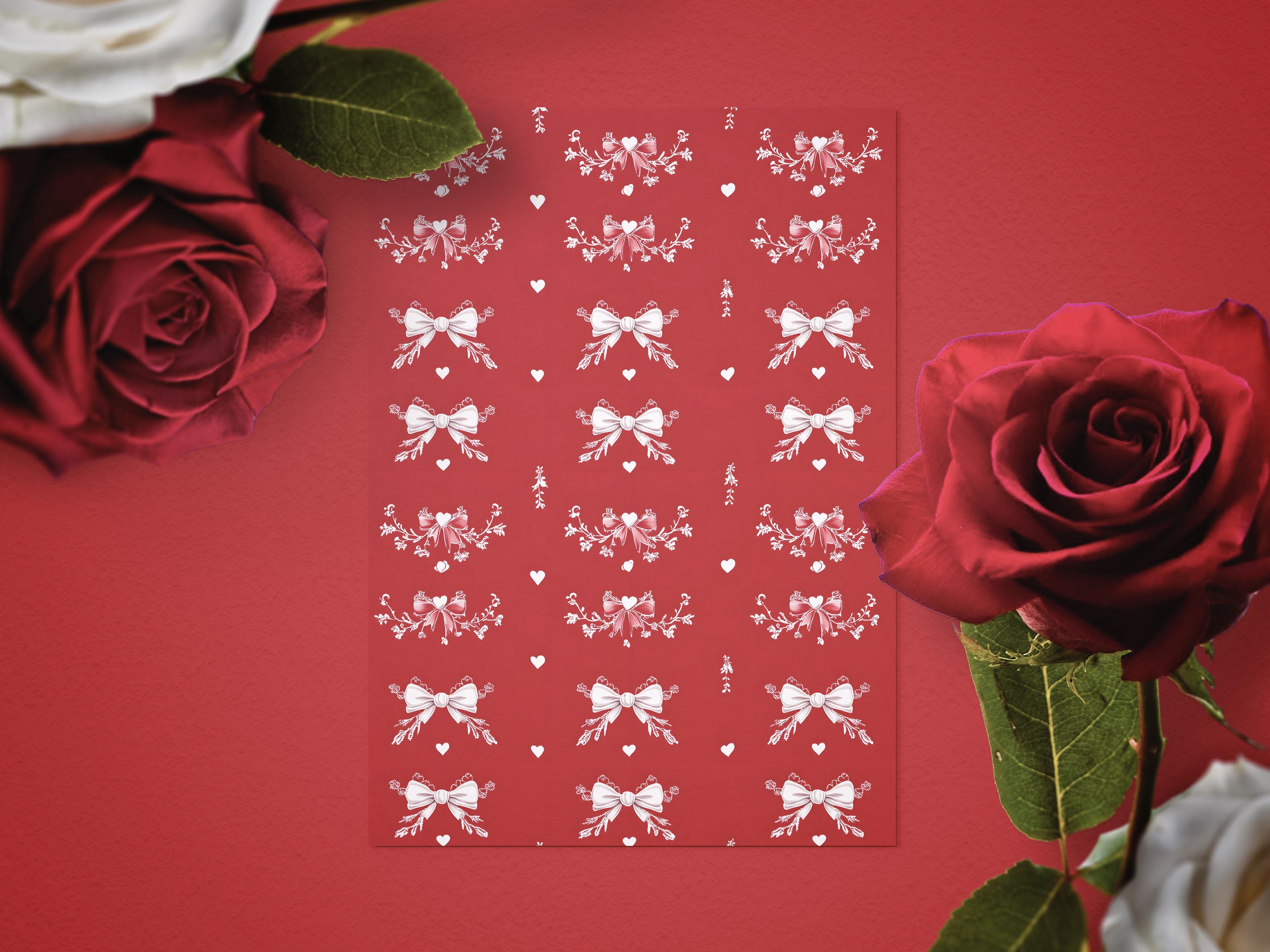 20 Valentines Hearts Coquette Bow Digital Paper 8K - 20 Seamless ...