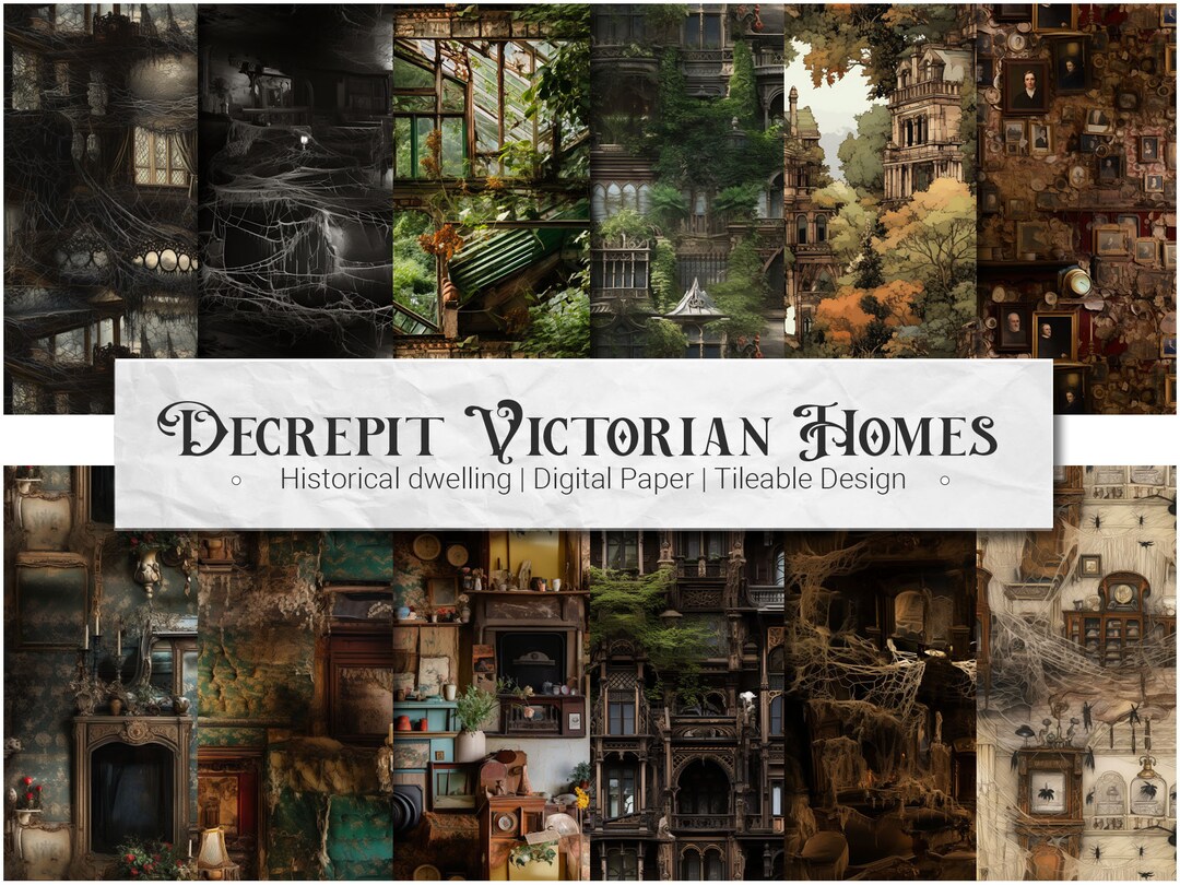 Decrepit Victorian Homes Digital Paper Pack - 12 Seamless, Tileable PNG ...