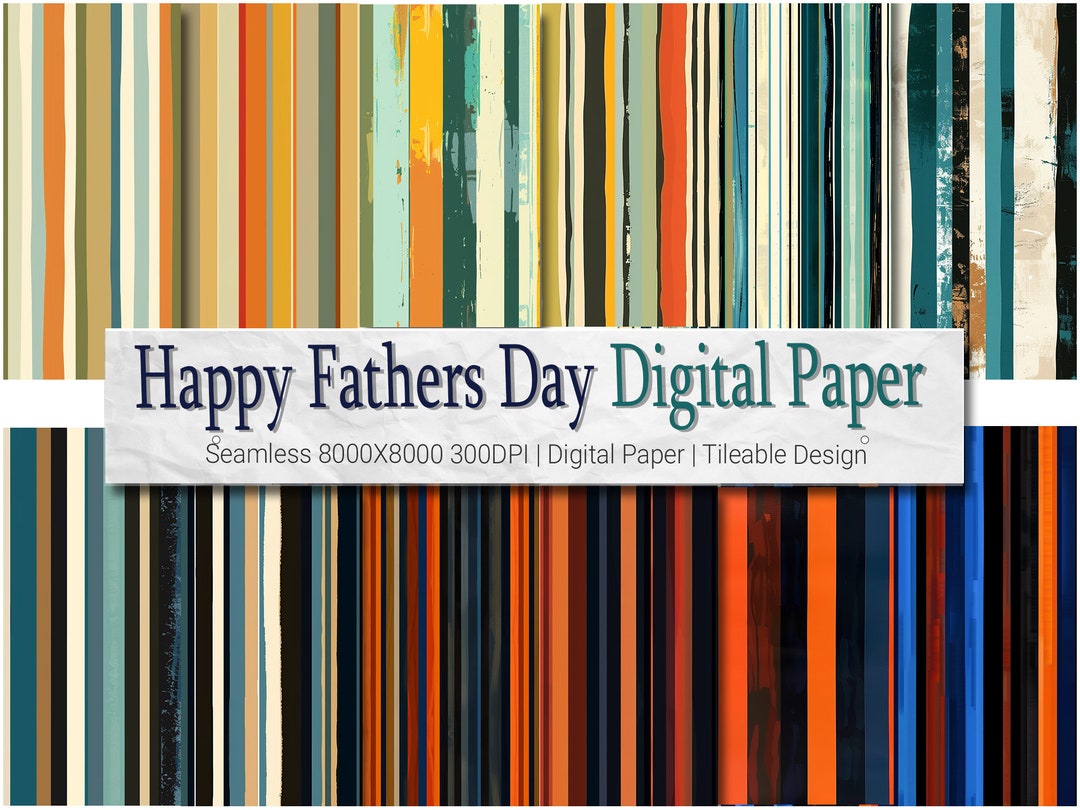 Happy Fathers Day Stripes Digital Paper in 8K - 12 Seamless Patterns ...