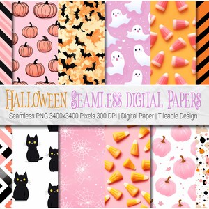 20 Cute Halloween Themed Seamless Digital Papers - 20 Seamless PNG ...