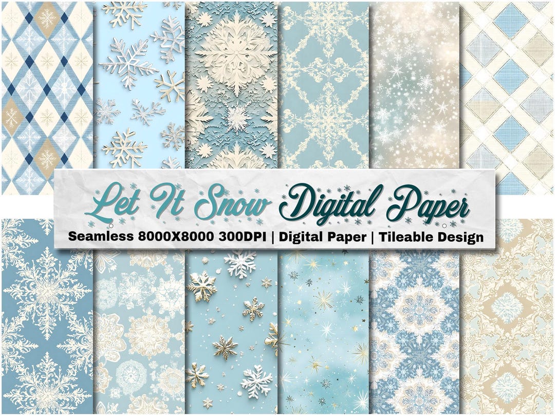 15 Let It Snow Digital Paper in 8K - 15 Seamless Patterns, Pastel ...