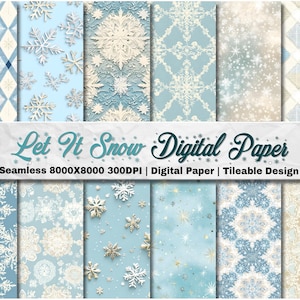 15 Let It Snow Digital Paper in 8K - 15 Seamless Patterns, Pastel ...
