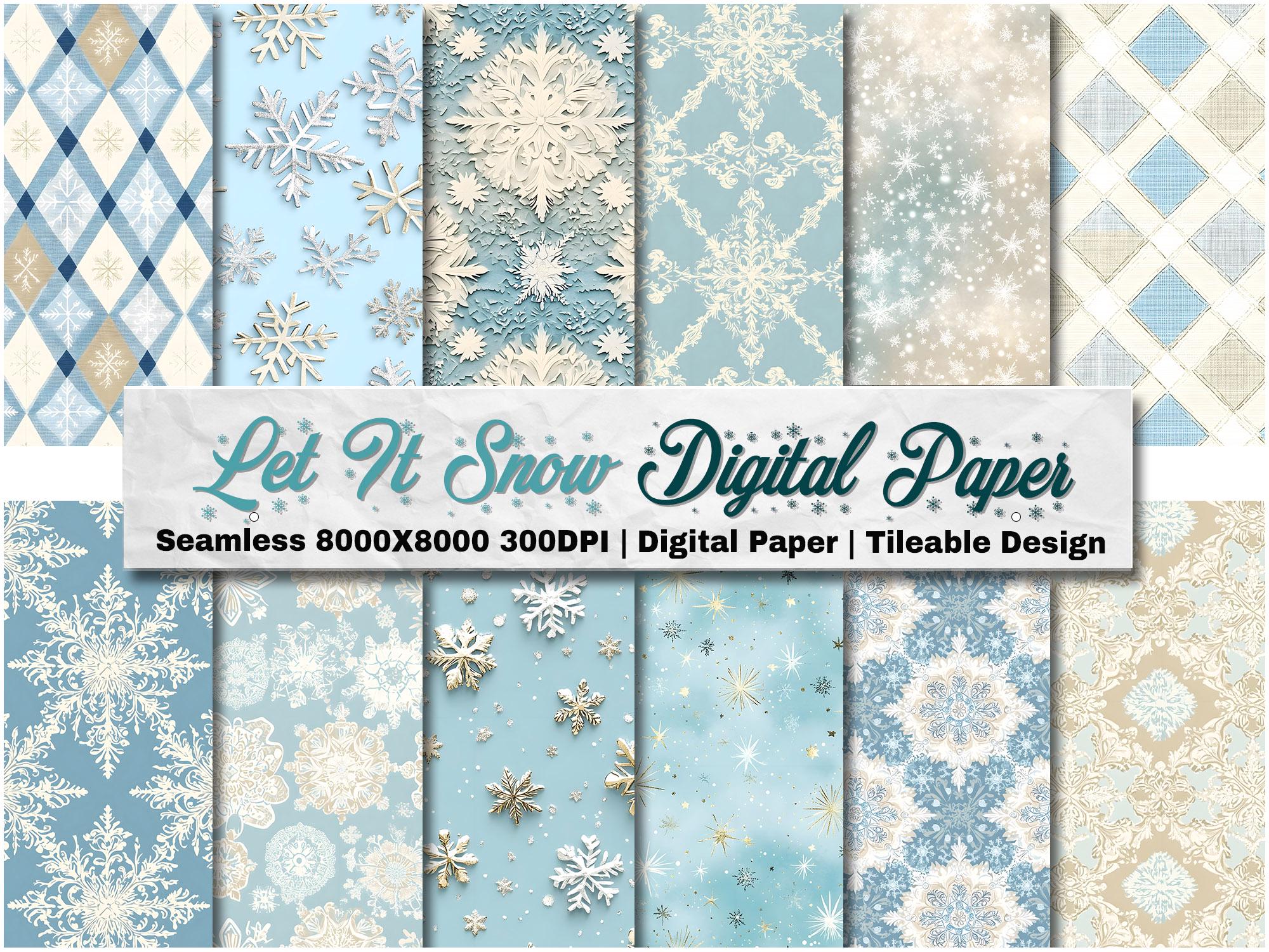 15 Let It Snow Digital Paper in 8K - 15 Seamless Patterns, Pastel ...