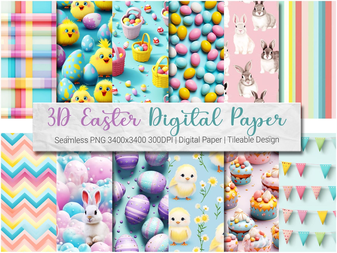 3D Easter Digital Paper - 17 Tileable PNG Seamless Easter Patterns ...