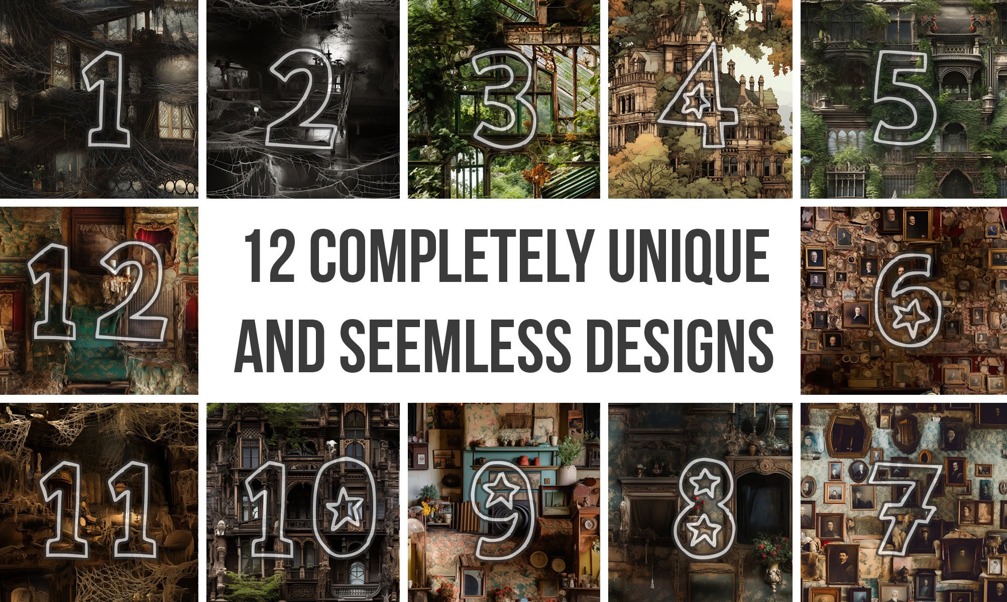 Decrepit Victorian Homes Digital Paper Pack - 12 Seamless, Tileable PNG ...