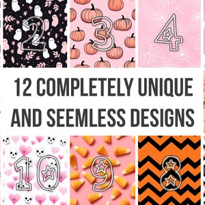 20 Cute Halloween Themed Seamless Digital Papers - 20 Seamless PNG ...