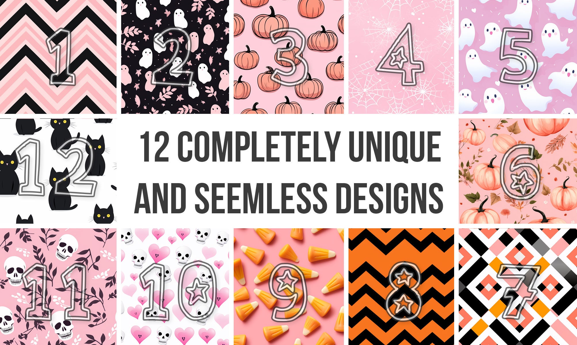 20 Cute Halloween Themed Seamless Digital Papers - 20 Seamless PNG ...