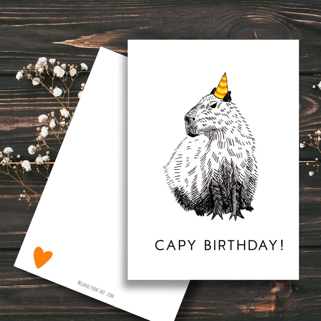 Capybara Birthday Card | Instant Download | Happy Birthday Card ...