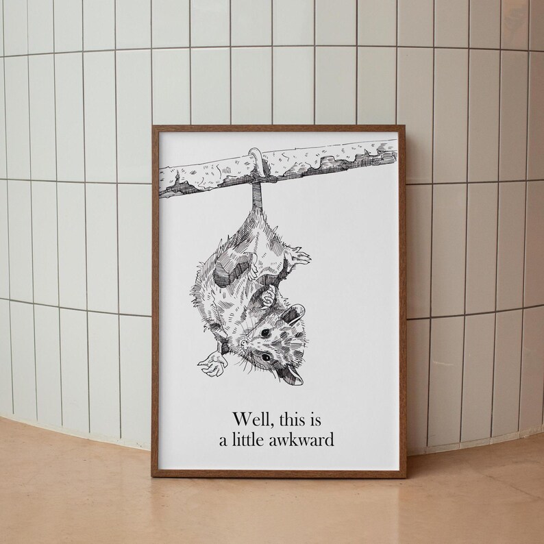 Funny Opossum Bathroom Art Print: Awkward Toilet Humor (digital ...