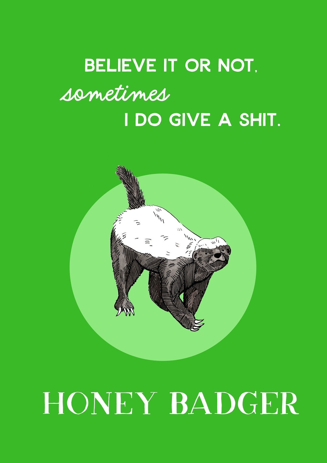 Inspirational HONEY BADGER Quote Poster Instant Download Colourful ...