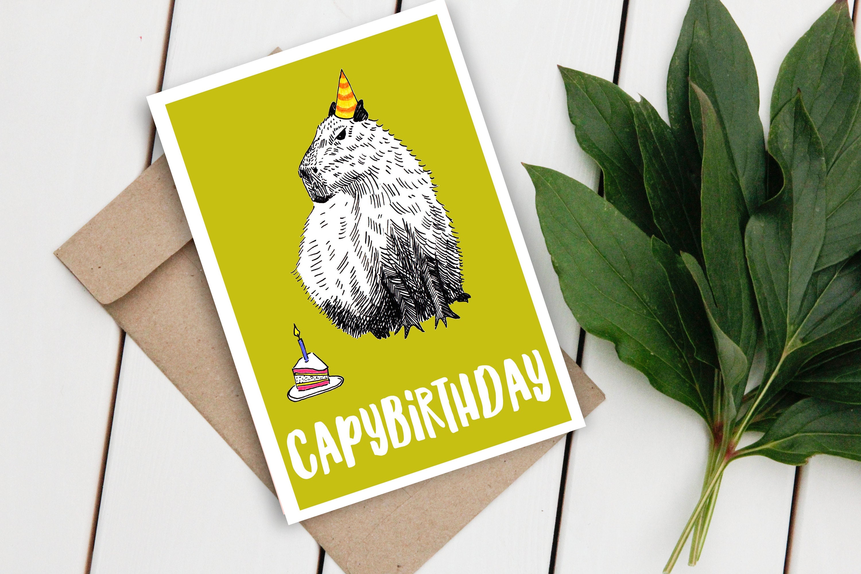 CAPYBARA Happy Birthday Printable Greeting Card Instant Download Funny ...